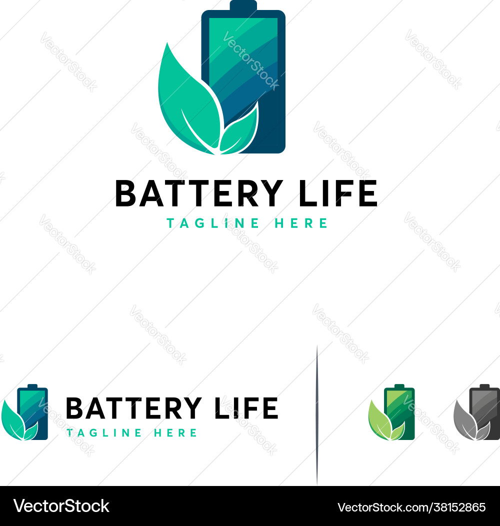 Battery life logo designs template nature Vector Image