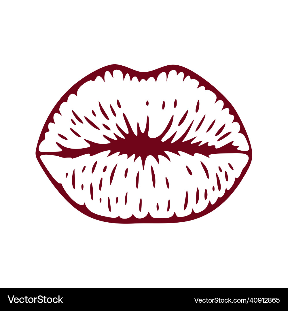 Beauty female lips line art Royalty Free Vector Image