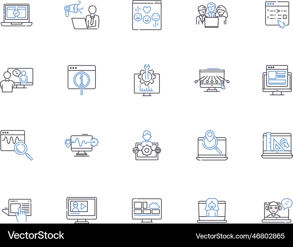 Coalition line icons collection alliance unity Vector Image