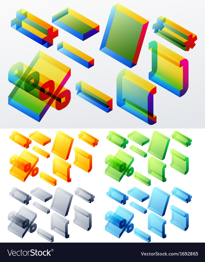 Colored text in isometric view Royalty Free Vector Image