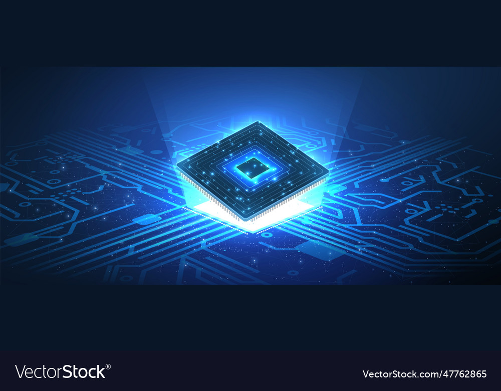 Computer chip microprocessor in digital hand Vector Image