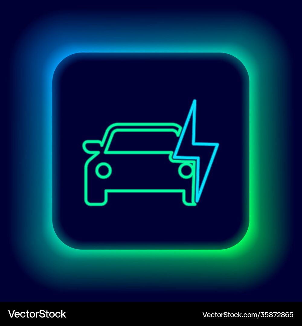 Glowing neon line electric car and electrical Vector Image