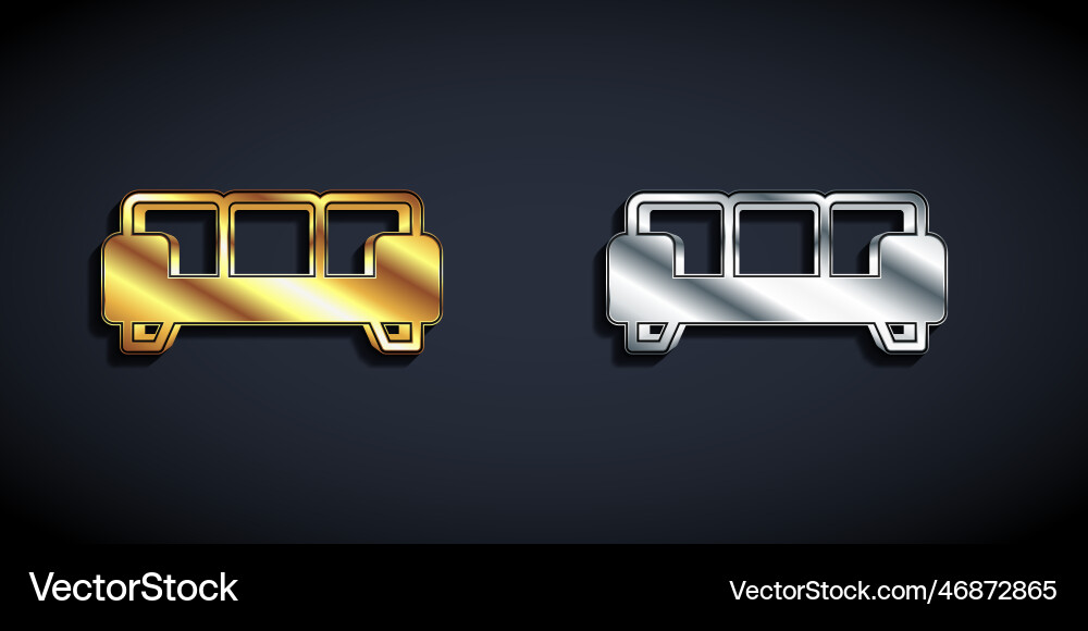Gold and silver sofa icon isolated on black Vector Image