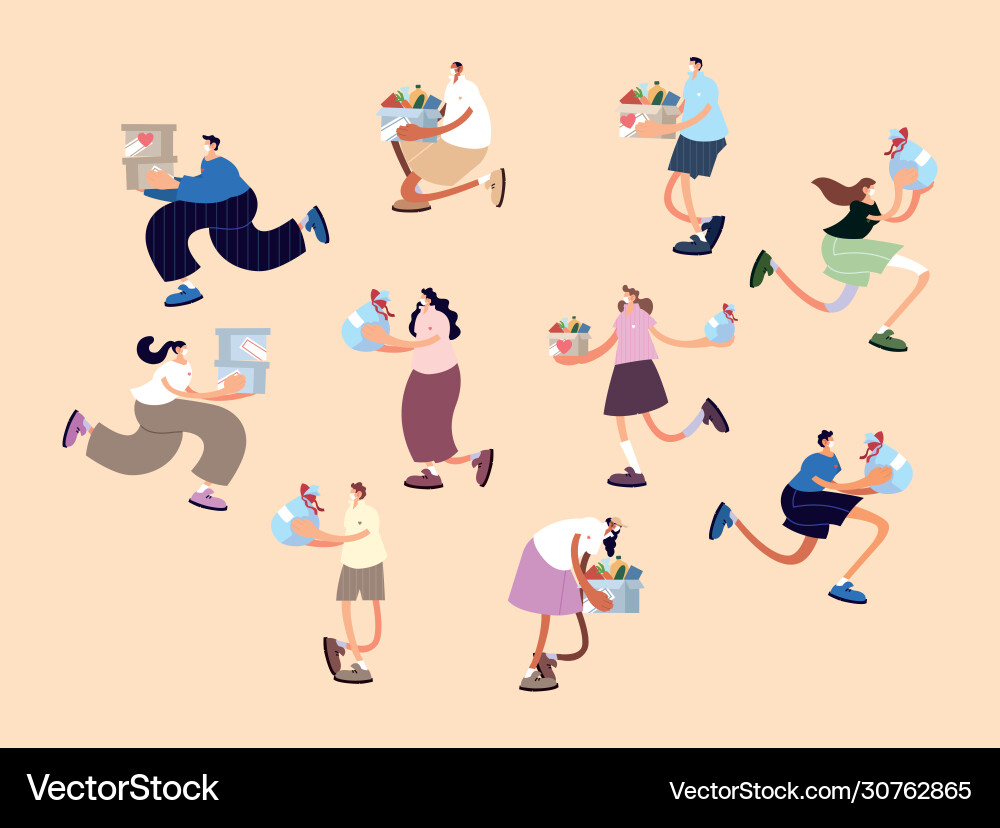 Group people give charity donation Royalty Free Vector Image