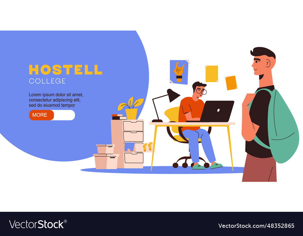 Hostel college horizontal banner Royalty Free Vector Image