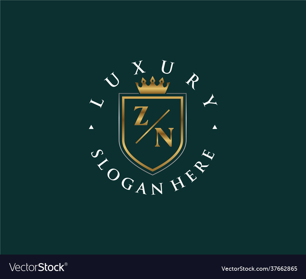 Initial zn letter royal luxury logo template Vector Image