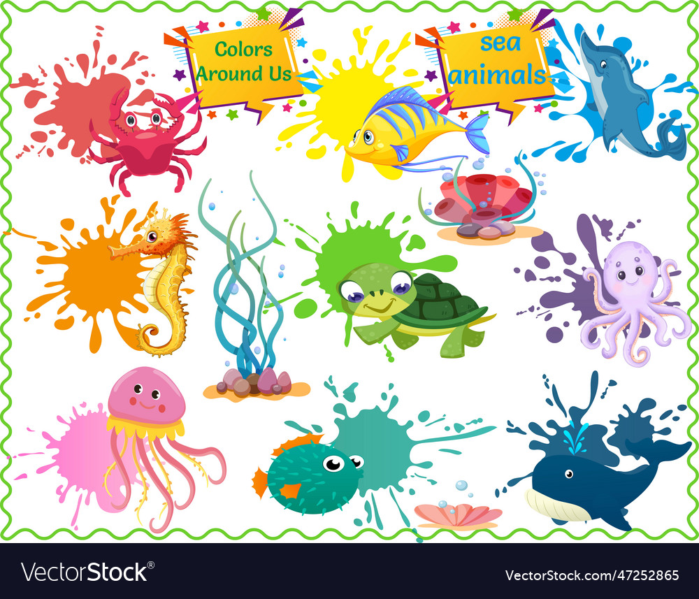 Kids sea animals poster Royalty Free Vector Image