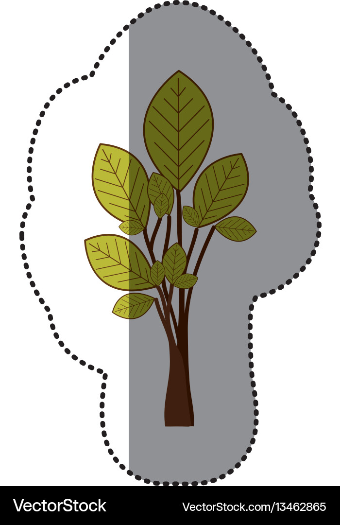 Lime green sticker set of abstract tree icon Vector Image