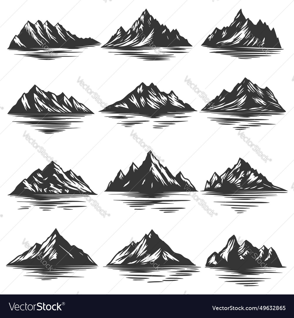 Mountain elements set collection Royalty Free Vector Image