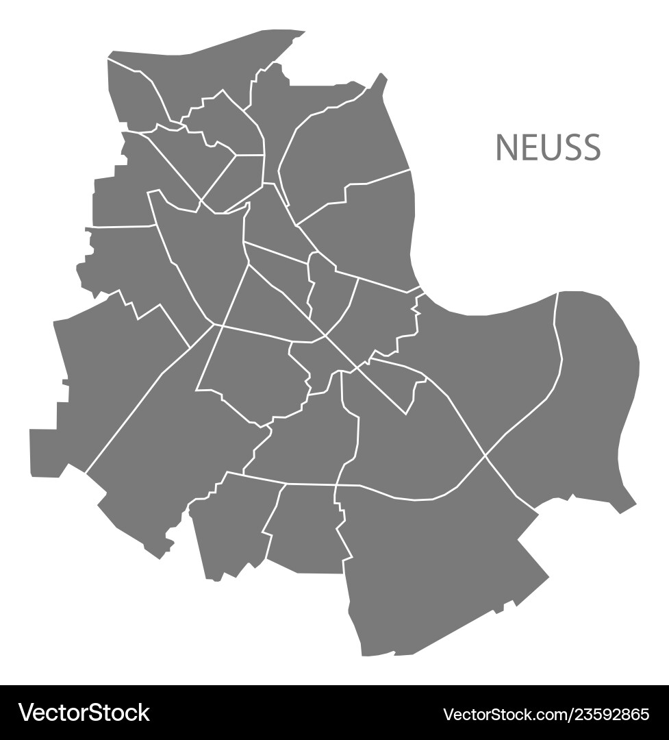 Neuss city map with boroughs grey silhouette shape