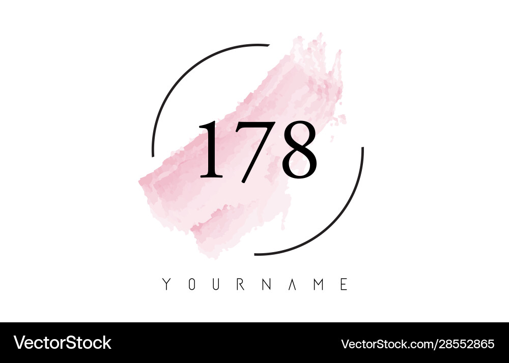 Number 178 watercolor stroke logo design Vector Image