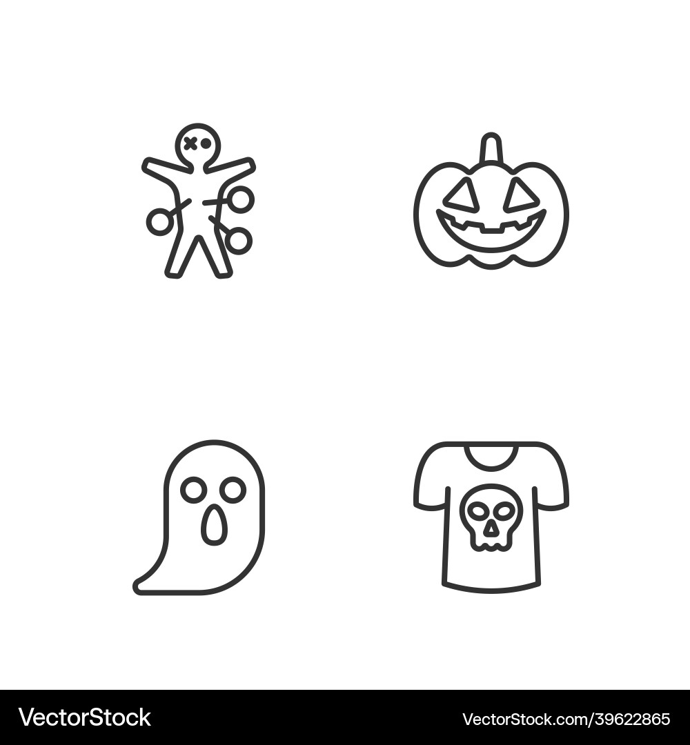 Set line shirt with skull ghost voodoo doll Vector Image