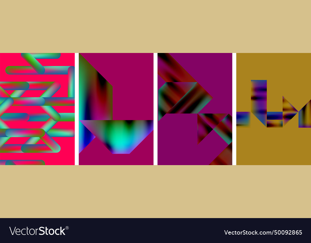 Set of colorful geometric posters - round shapes Vector Image