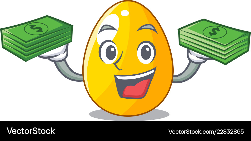 With money simple gold egg on design character Vector Image