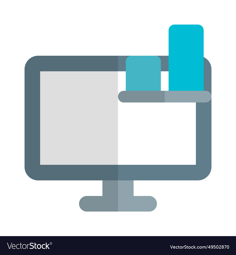 Data visualization on screen with a bar chart Vector Image