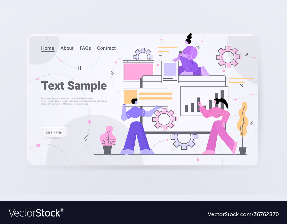 Developers team creating website ui web Royalty Free Vector