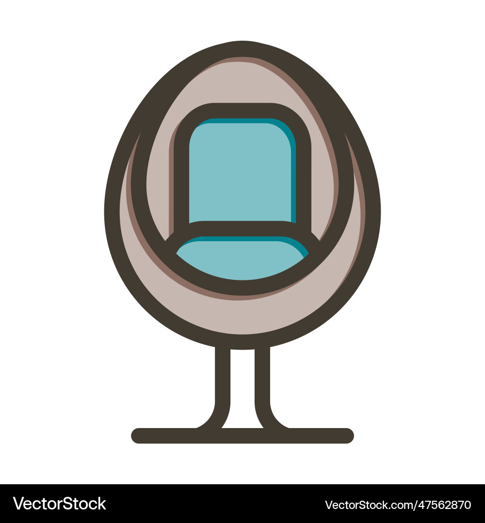 Egg chair thick line filled colors for personal Vector Image