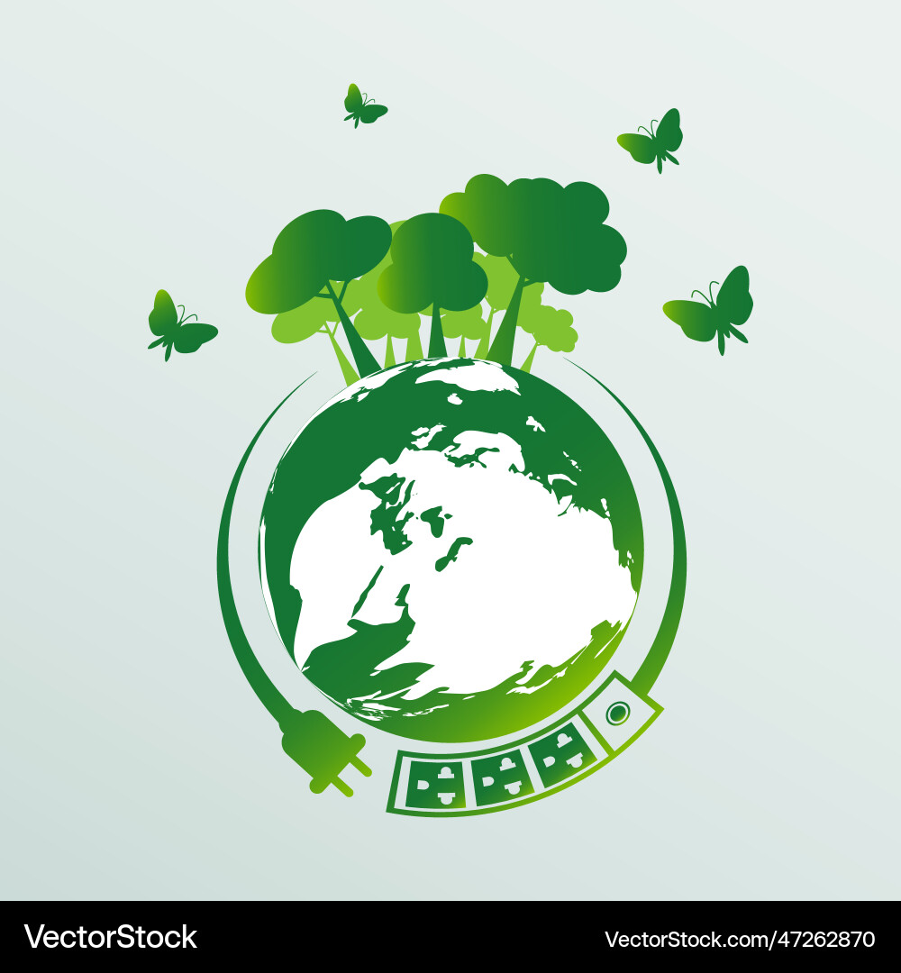 Energy ideas save the world concept power plug Vector Image