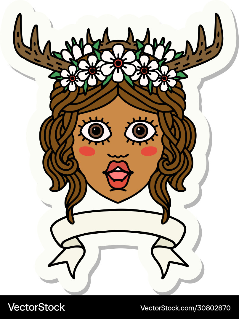 Human druid character with banner sticker Vector Image