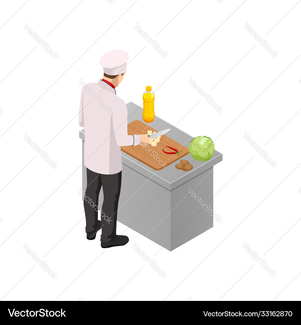Isometric male chef isolated on white Royalty Free Vector