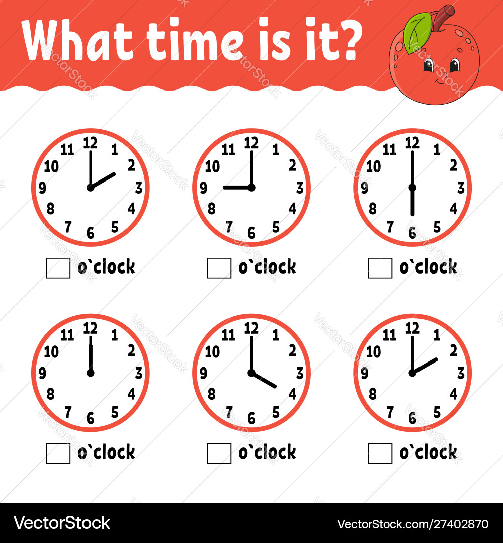 Learning time on clock educational activity Vector Image
