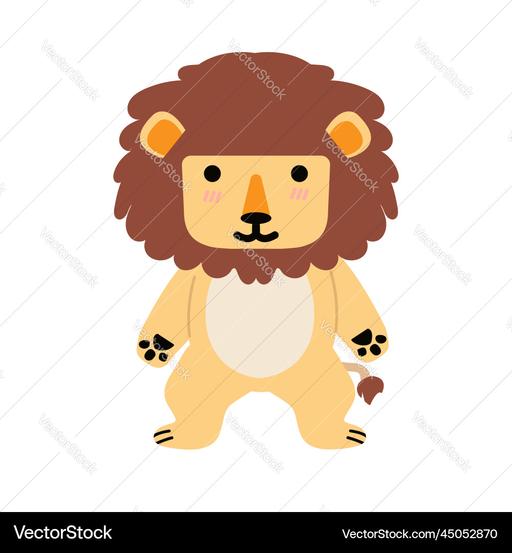 Lion cartoon character doodle Royalty Free Vector Image