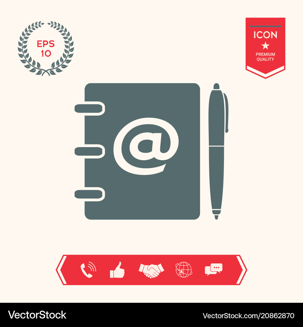 Notebook address phone book with email symbol Vector Image