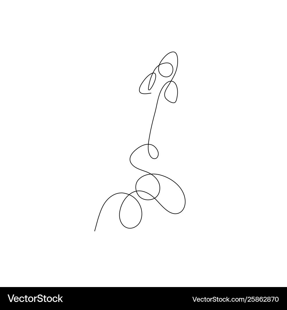 One line start up concept design rocket takes off Vector Image