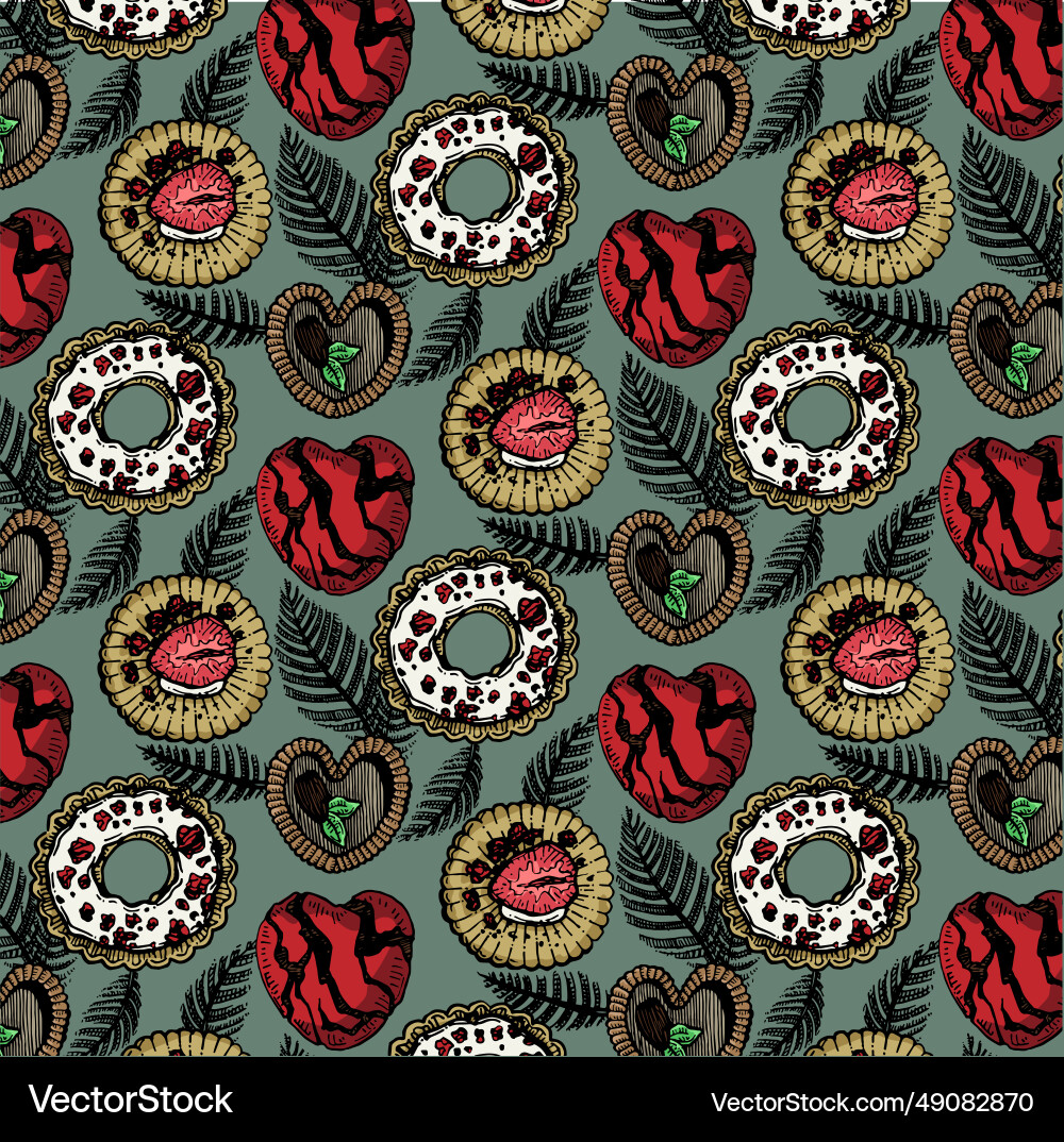 Pattern with cookies of different shapes Vector Image