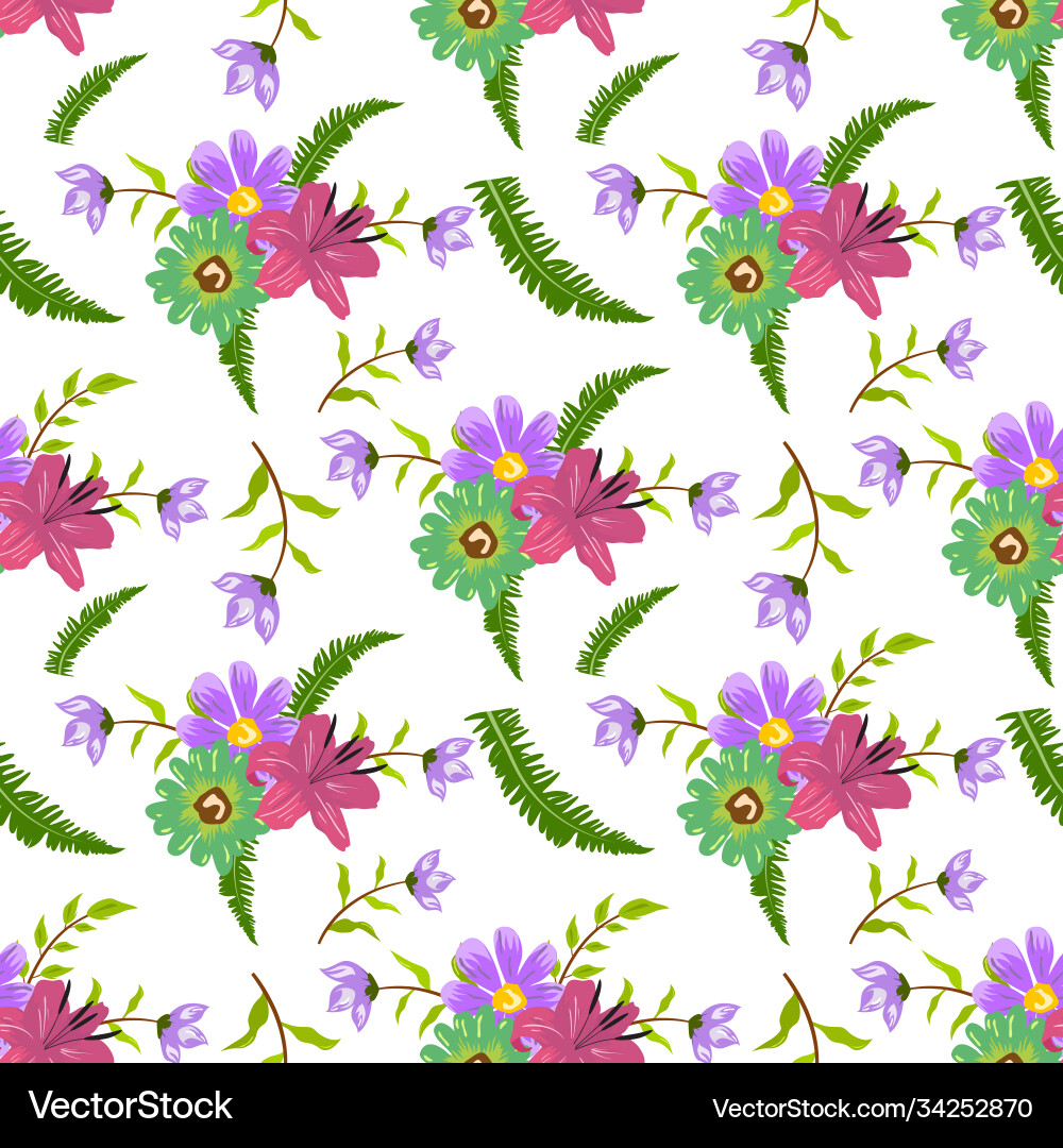 Seamless flower blossom pattern find exactly what Vector Image
