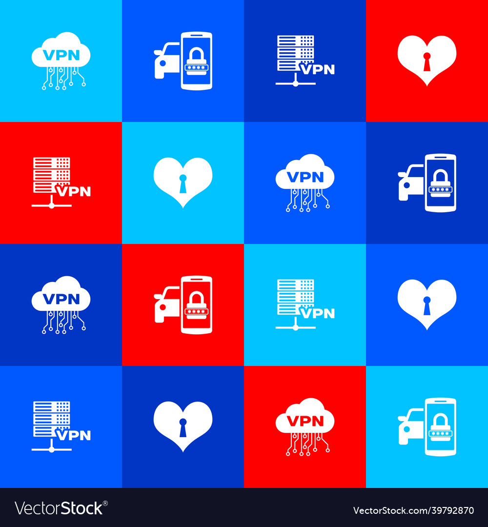Set Cloud Vpn Interface Smart Car Security System Vector Image