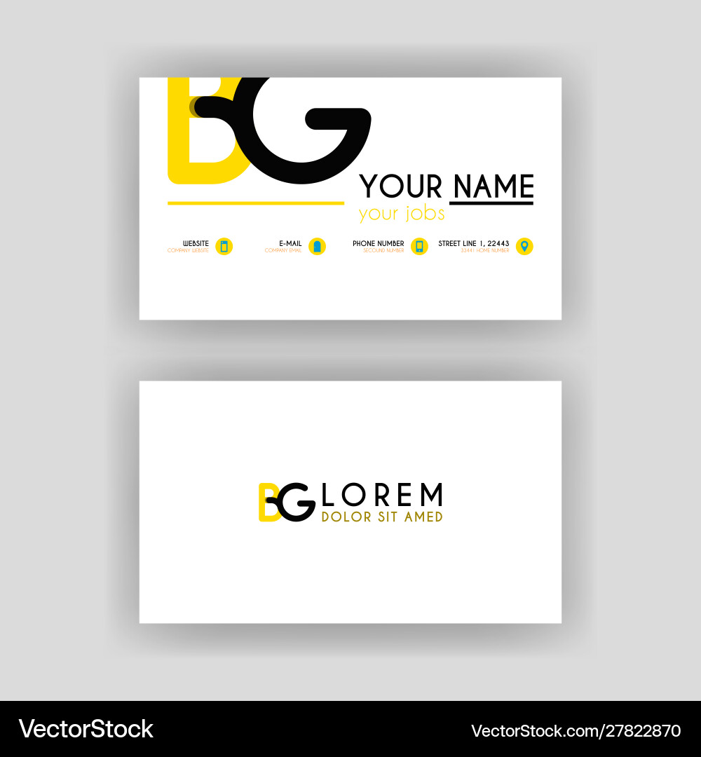Simple business card with initial letter bg Vector Image