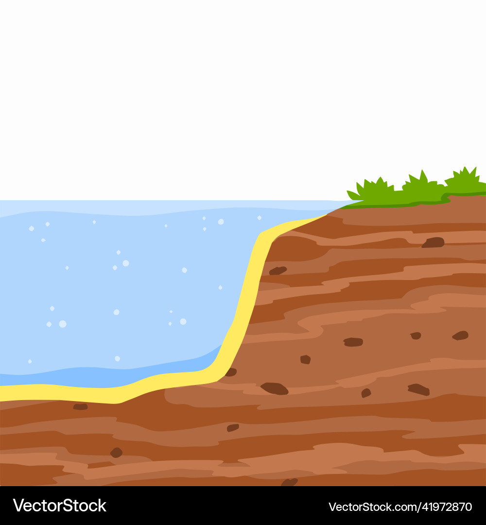 Water shore land in cross section Royalty Free Vector Image