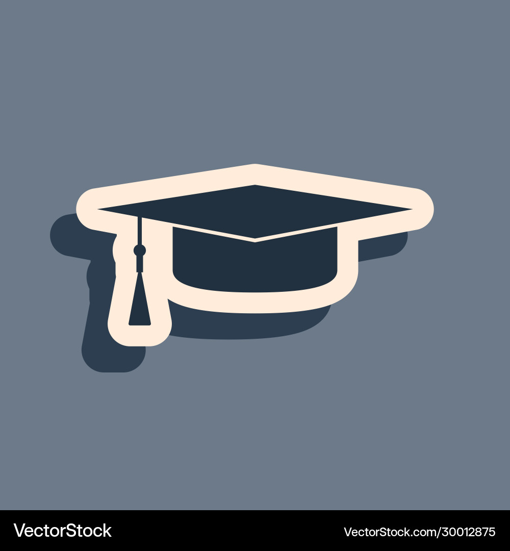 Black graduation cap icon isolated on grey Vector Image