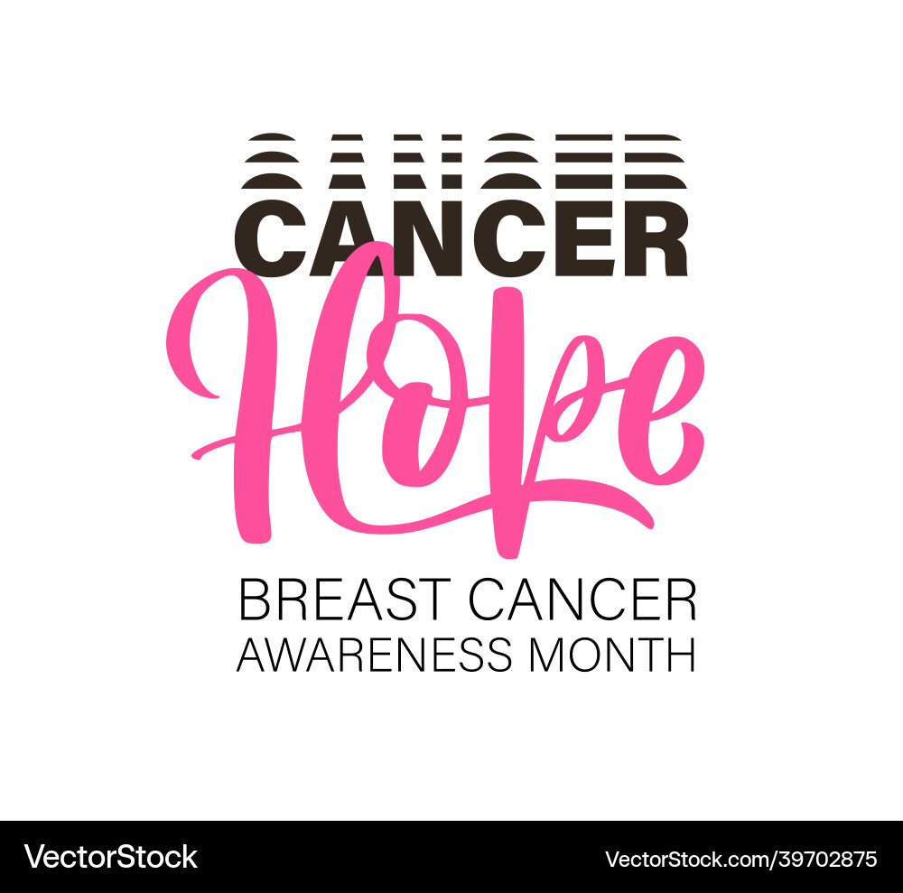 Cancer hope text pink design Royalty Free Vector Image
