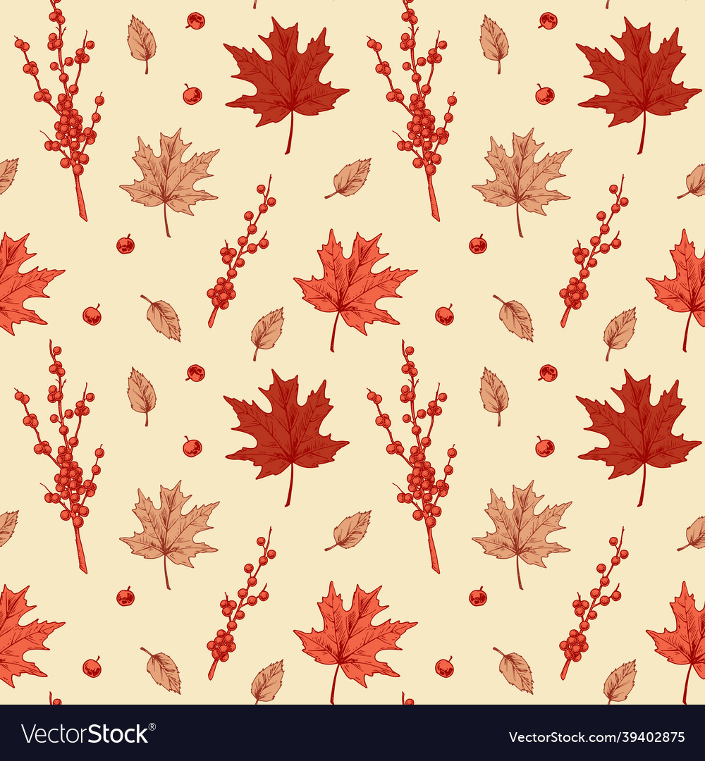 Colorful autumn seamless pattern with maple Vector Image