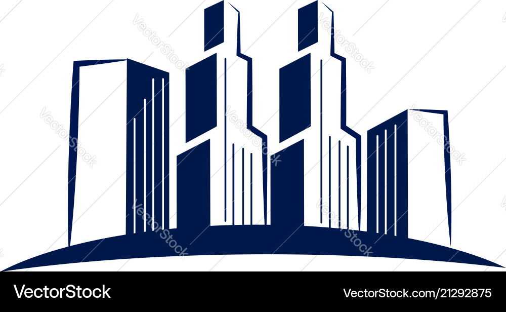 Downtown city view buildings icon Royalty Free Vector Image