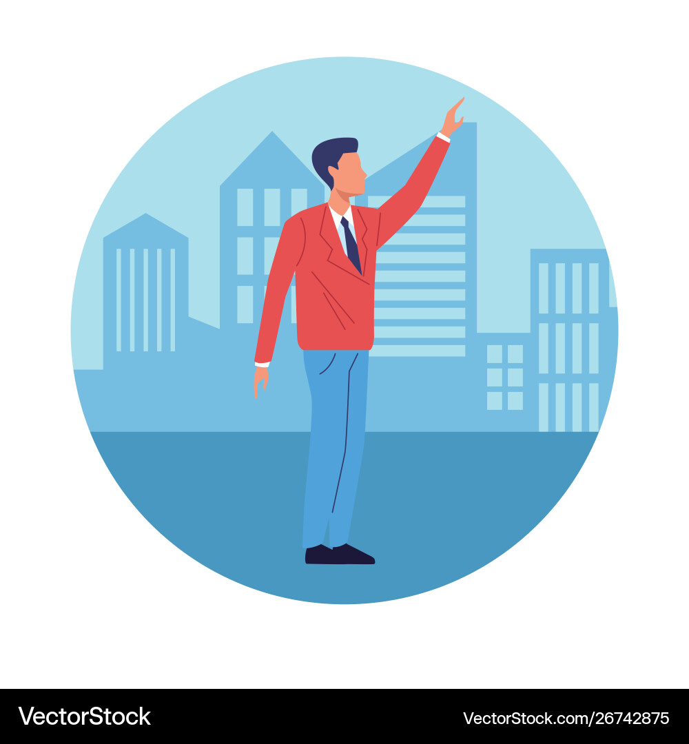 Executive businessman in city Royalty Free Vector Image