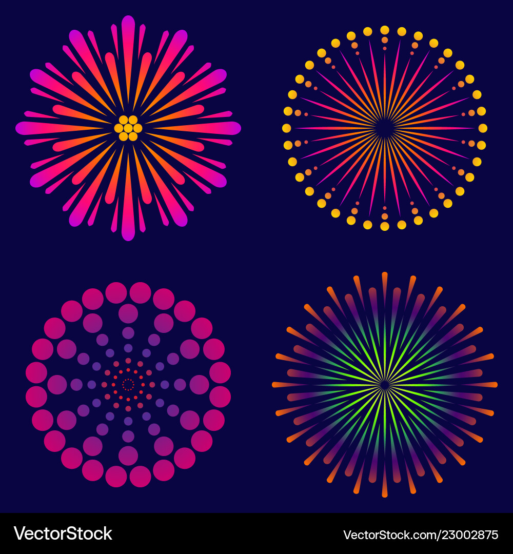 Fireworks set of icons Royalty Free Vector Image