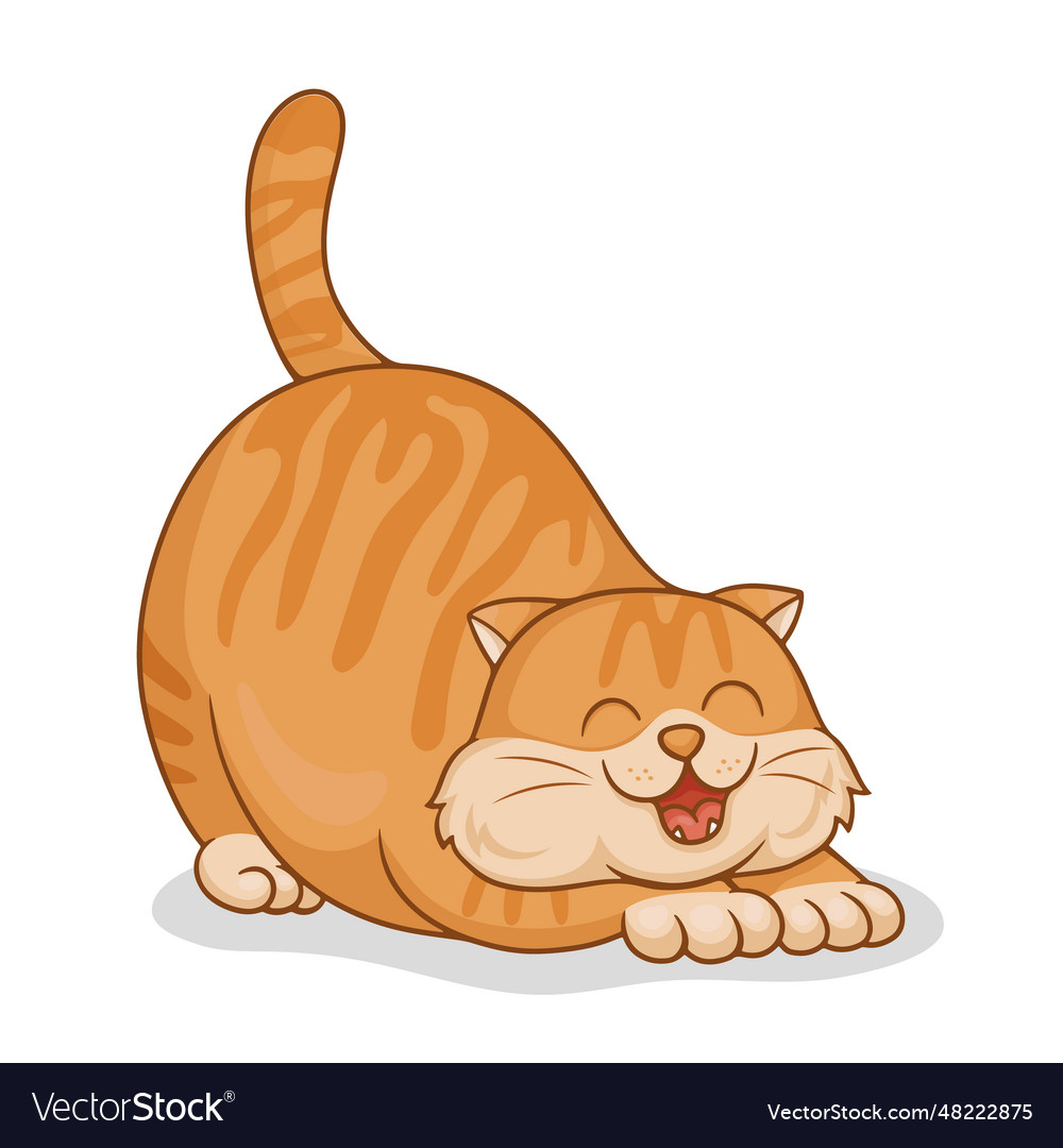 Hand drawn fat cat cartoon isolated Royalty Free Vector