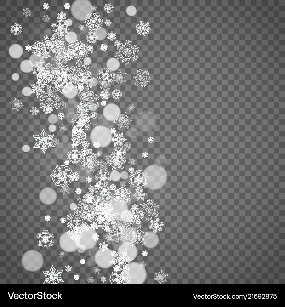 Isolated snowflakes on transparent grey background
