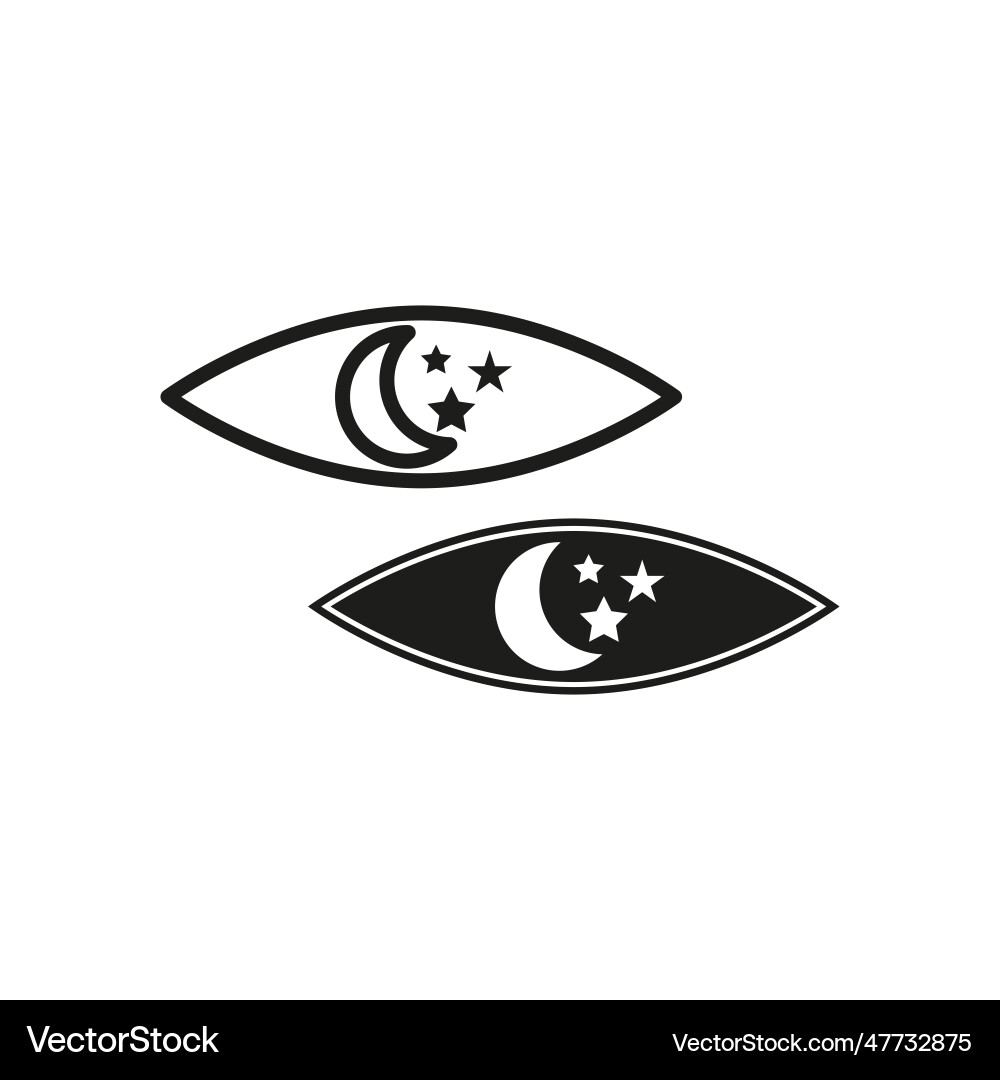 Night vision icon set eye with the moon Royalty Free Vector