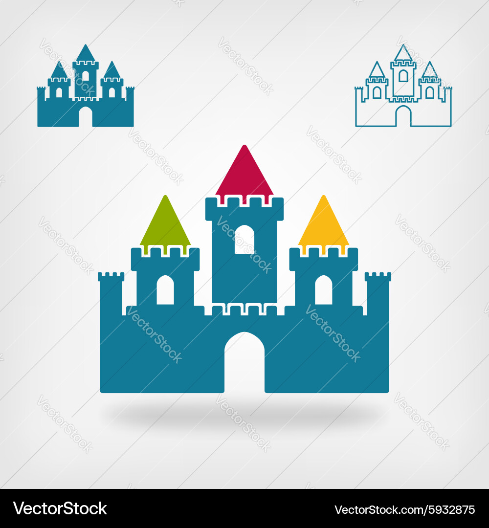 Old castle with towers symbol Royalty Free Vector Image