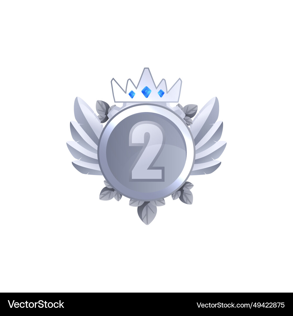 Silver medal award badge for second place Vector Image