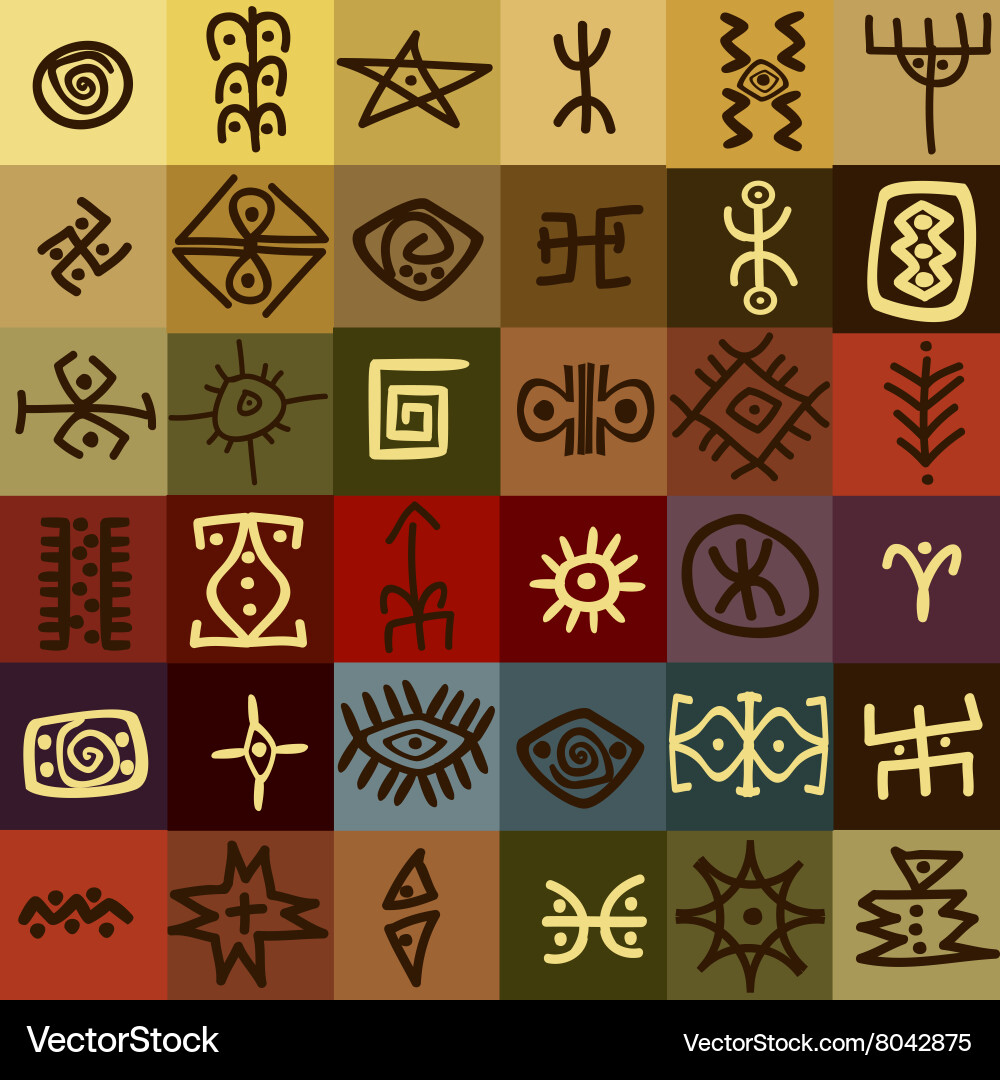 Tribal ethnic symbols background Royalty Free Vector Image