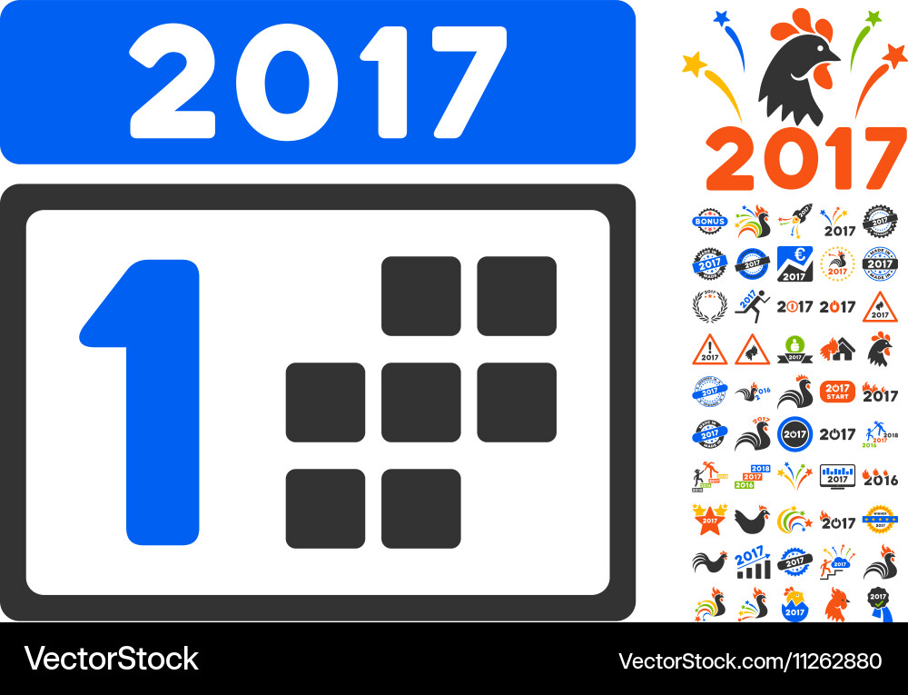 2017 first day icon with year bonus symbols Vector Image
