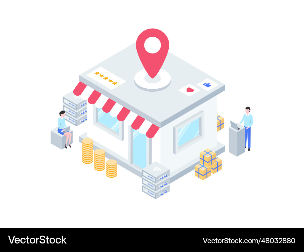 Business offline store location isometric Vector Image