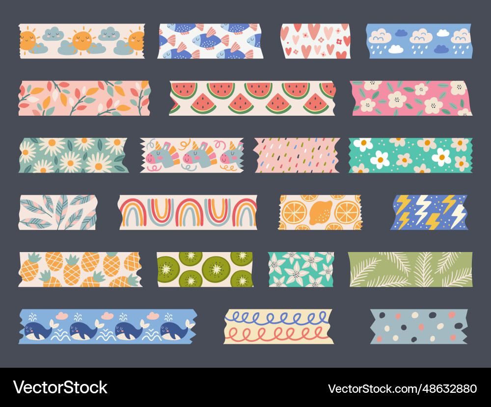 Colored tapes decorative washi collection Vector Image