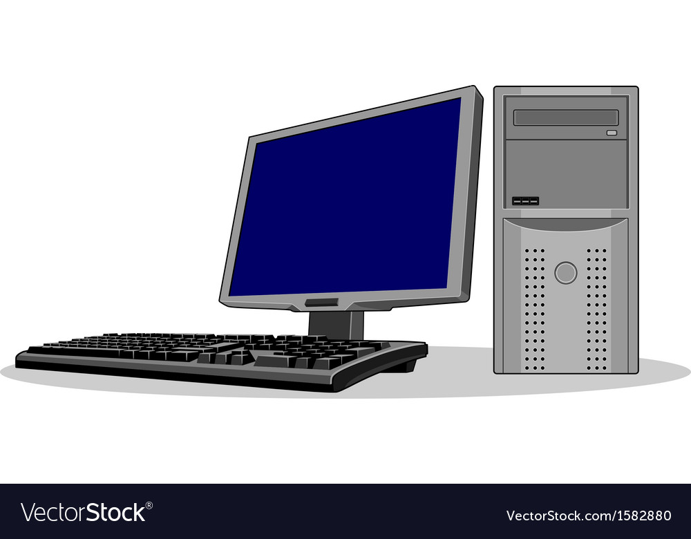 Computer monitor with keyboard Royalty Free Vector Image