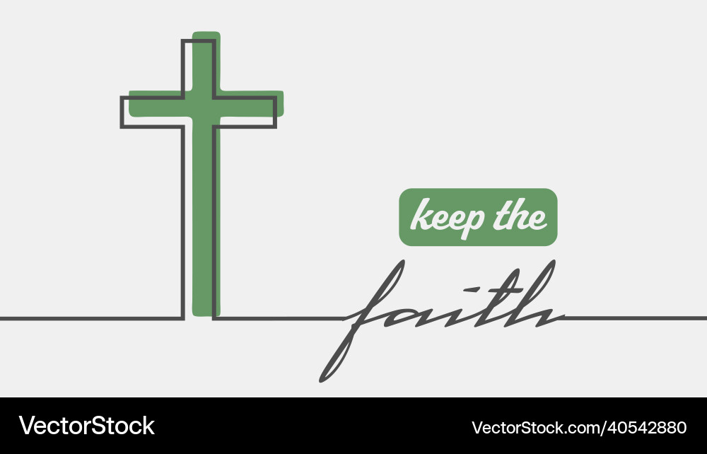 Cross and keep the faith text in thin lines style Vector Image